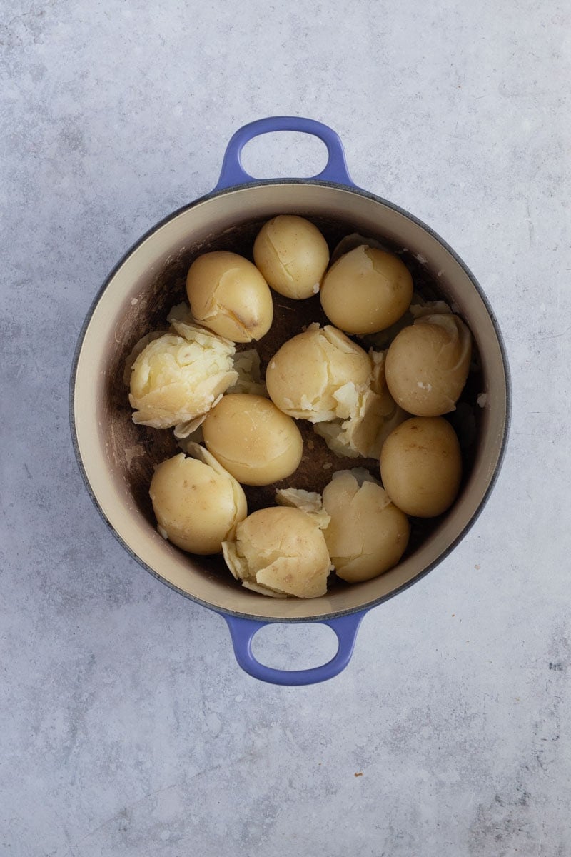 Smashed duck fat roast potatoes with truffle salt - The Irishman's Wife